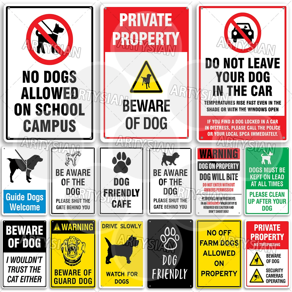 Beware of Dog Warning Metal Sign No Dogs Allowed Do Not Leave Dog Pet ...