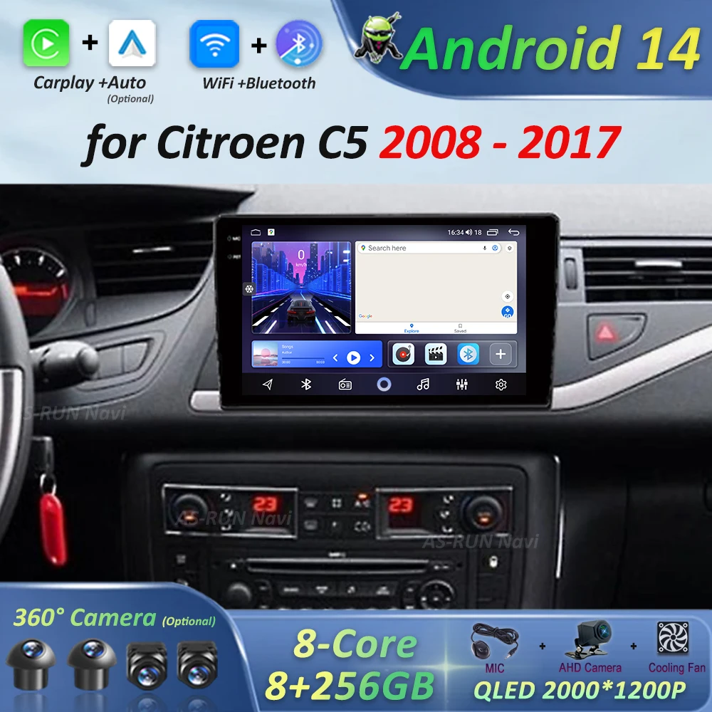 Autoradio lecteur multimédia Android 14 pour citroën C5 2008 2009 2010 ...
