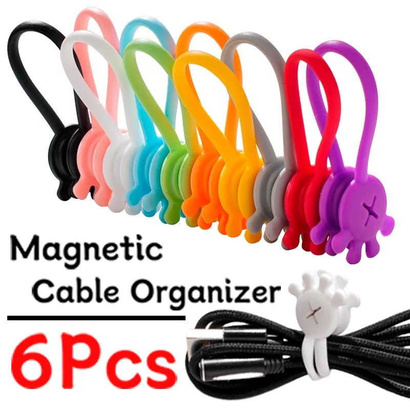 Soft Silicone Strong Magnetic Cable Tie Reusable Wire Organizer for ...