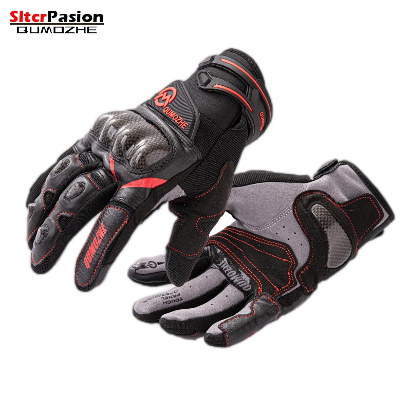 Motorcycle-Gloves-Leather-Carbon-Fiber-Breathable-Motorbike-Riding ...