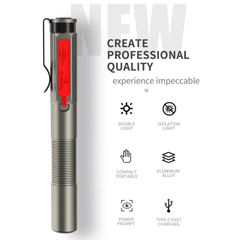 Pen-Light-Mini-LED-Pen-Light-Built-in-Battery-Type-C-Charging-with-Clip ...