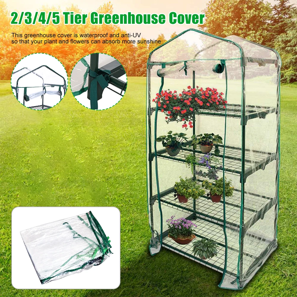 Greenhouse Cover 2/3/4/5 Tier Waterproof Walk-in Greenhouse Replacement ...
