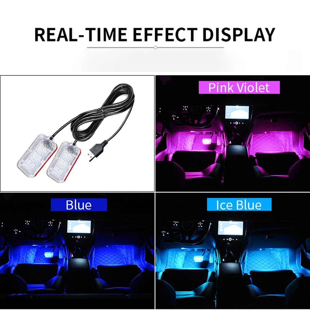 LED-Car-Interior-Ambient-Foot-Strip-Light-Kit-Accessories-Backlight ...