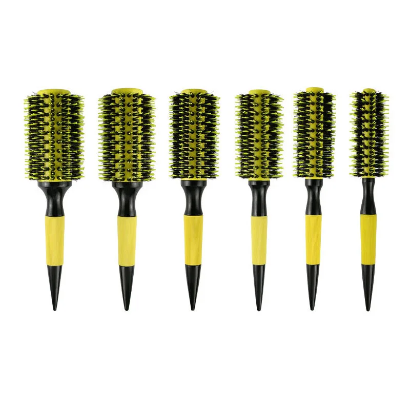6-Sizes-Barber-Salon-Wood-Handle-Boar-Bristles-Round-Brush-Professional ...
