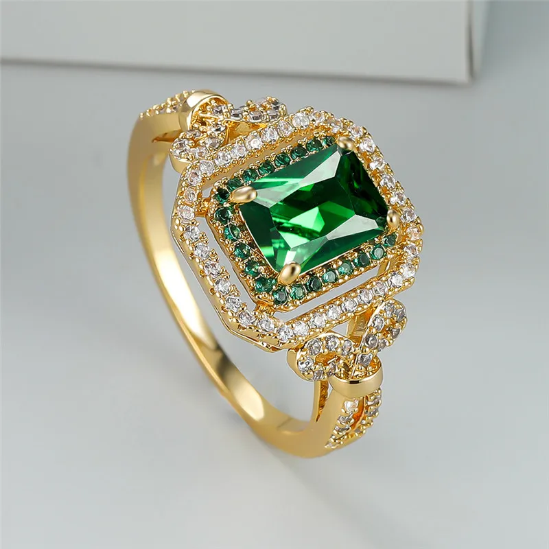 Green-Zircon-Square-Stone-Ring-Female-Luxury-Crystal-Engagement-Ring ...