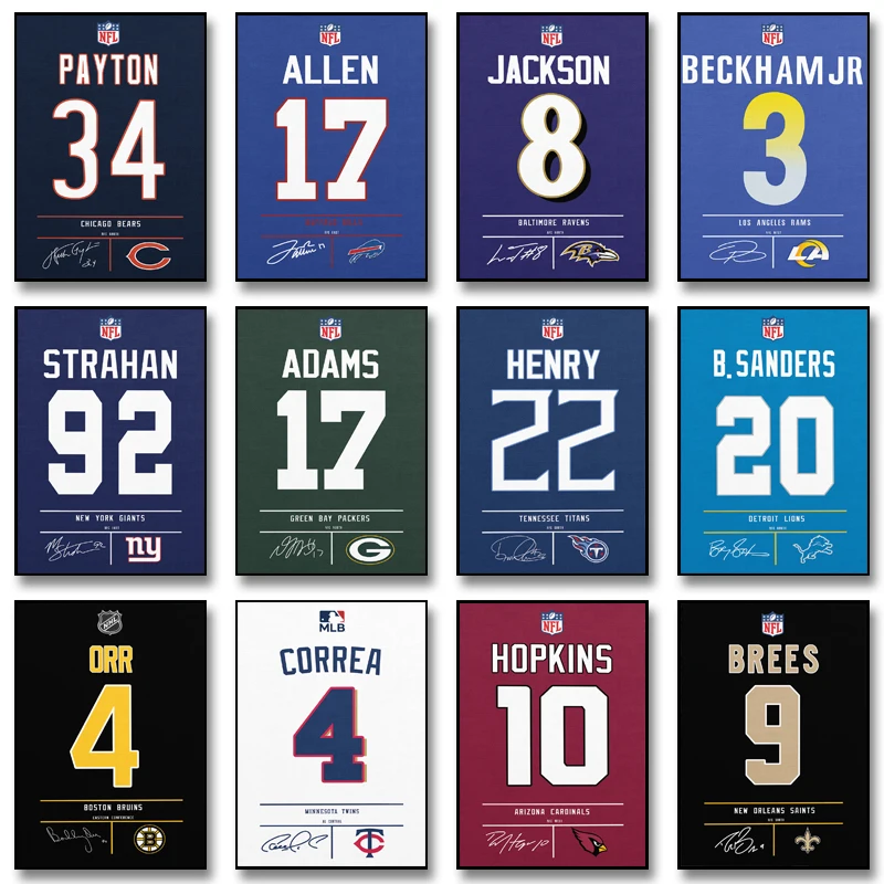 Sports-Athletic-Player-Jersey-Posters-and-Prints-Modern-Art-Canvas ...