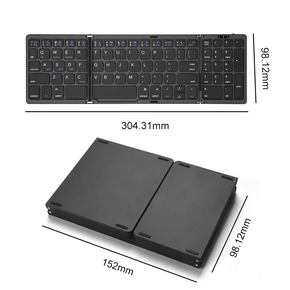 Wireless Folding Keyboard Bluetooth-Compatible Keyboard 81 Keys ...
