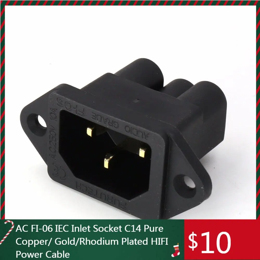 2Pcs AC FI 06 IEC Inlet Socket C14 Pure Copper/Gold/Rhodium Plated HIFI ...