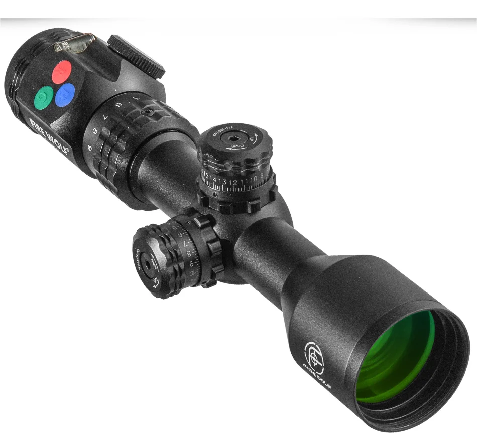 FIRE WOLF 3-9X40 Riflescope Tactical Optical Rifle Scope RGB Button ...