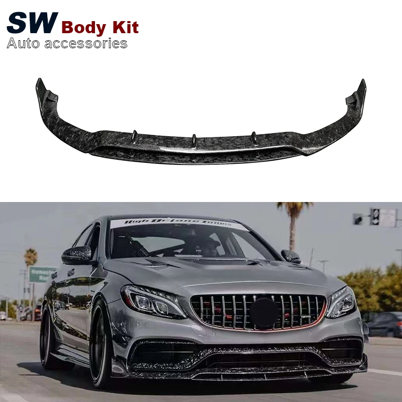 Forged-Carbon-Fiber-B-RABUS-Style-Front-Lip-For-Mercedes-Benz-C-Class ...