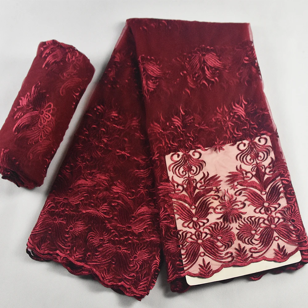 Best-Selling-Swiss-voile-laces-African-mesh-Lace-Fabric-wine-color ...