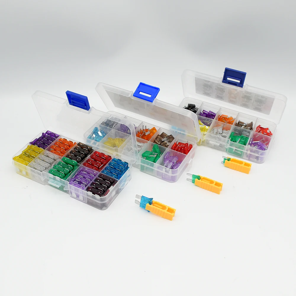 100pcs padrão 120PCS PEQUENO 140PCS MINI Fusíveis Do Carro 2A 3A 5A 7.5A 10A 15A Amp com Caixa ...