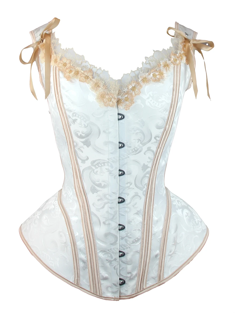 Women Vintage Jacquard Corset Top Sexy Lace Up Victoria Bustier ...