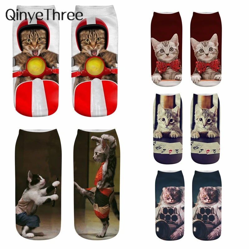 Womens Socks 3d Cartoon Cat | Socks 3d Cat Pattern | Women Fun Socks 3d ...