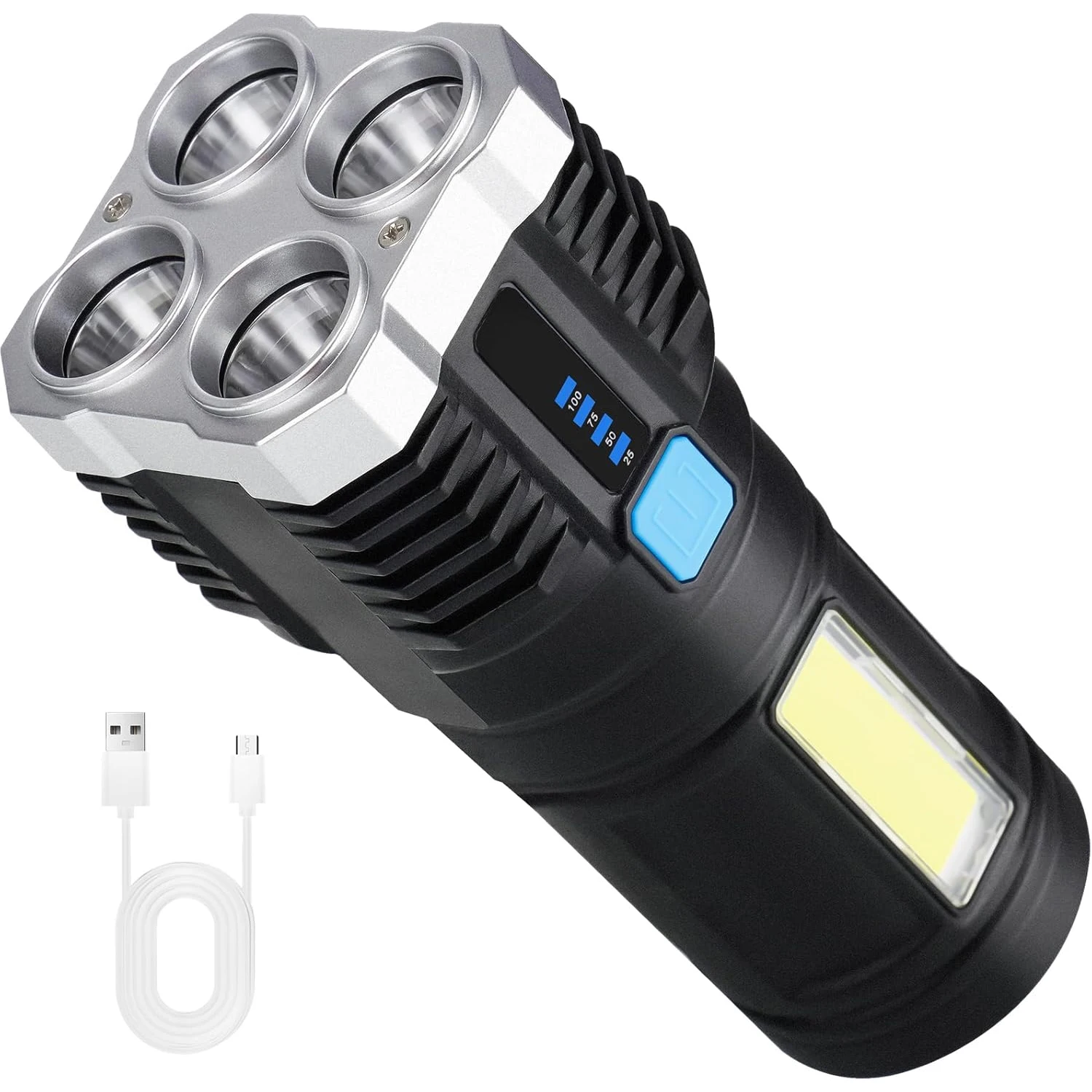 Powerful-LED-Flashlights-USB-Rechargeable-Portable-Torch-Light-Lamp ...