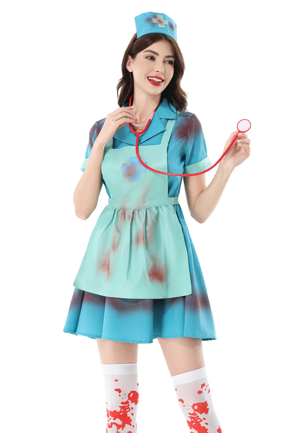 2025 New Arrival Adult Scary Costume Sexy Blue Bloody Woman Nurse ...