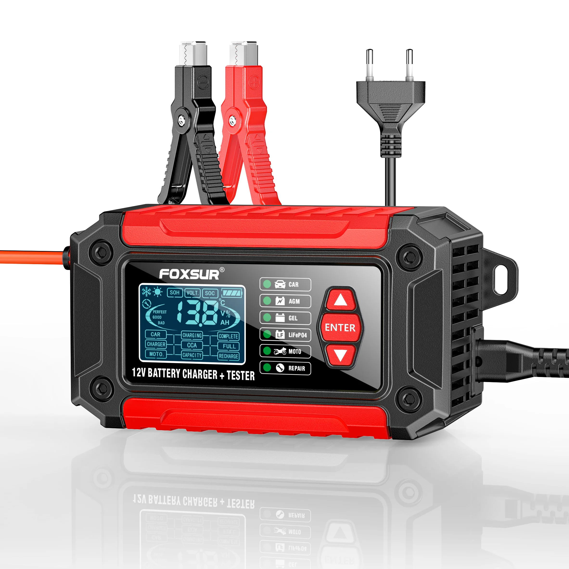 FOXSUR-Car-Battery-Charger-12V-6A-FTC-1206-Motorcycle-Truck-AGM-LiFePO4-Lead-Acid-Batteries ...