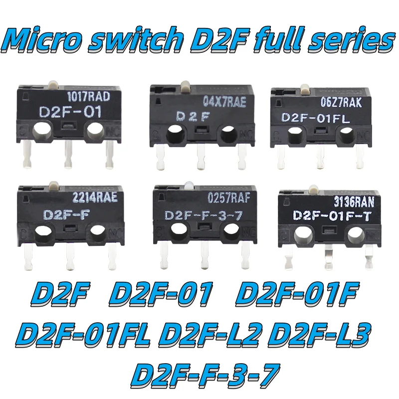 Microinterruptor D2F serie completa, D2F-L, D2F-L2, D2F-L3, D2F-L-D3, D2F-01F, D2F-F-3-7, D2F-01 ...