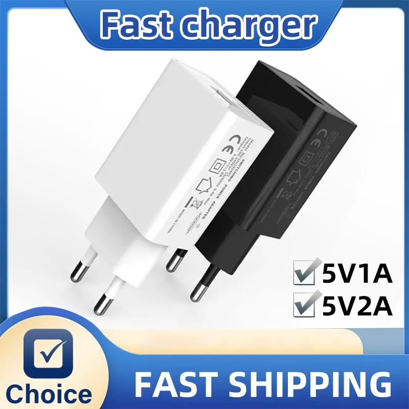 10W USB Fast Charger EU Plug 5V 1A 2A Mobile Phone Charger Power ...