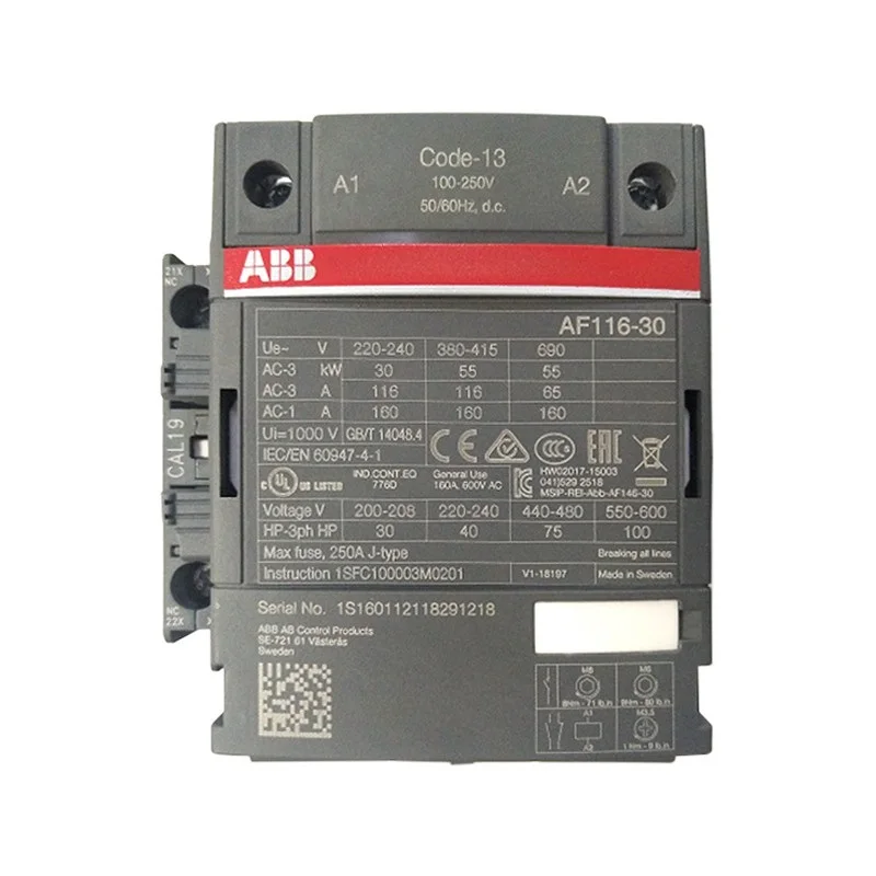 ABB 3-ploe contactors AF series AC/DC operated 1NC+1NO 116A 55kw AF116 ...