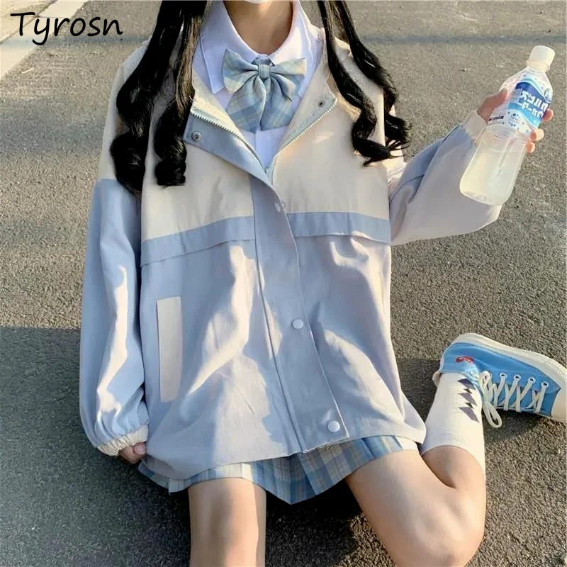 S-3XL Basic Jackets Women Patchwork Design All-match Preppy Style ...