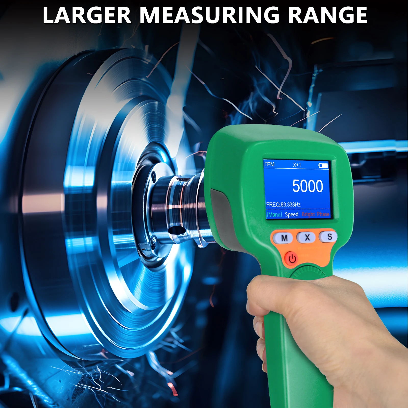 Ручной стробоскоп, стробоскоп, тахометр 60- 999999 Пистолет-спидометр RPM/FPM для освещения ...