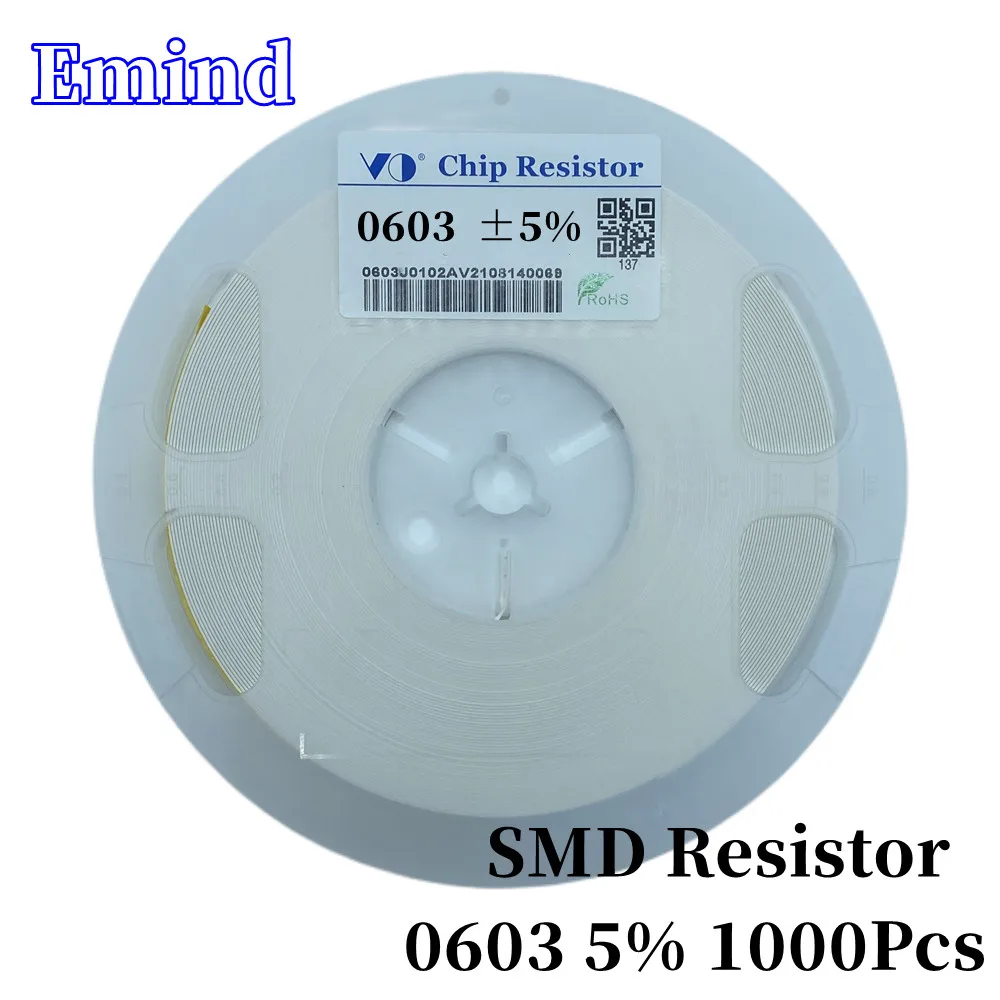 1000Pcs Smd Resistor 0603 5% 100R 120 150 240 330 360 430 470 510 680 ...