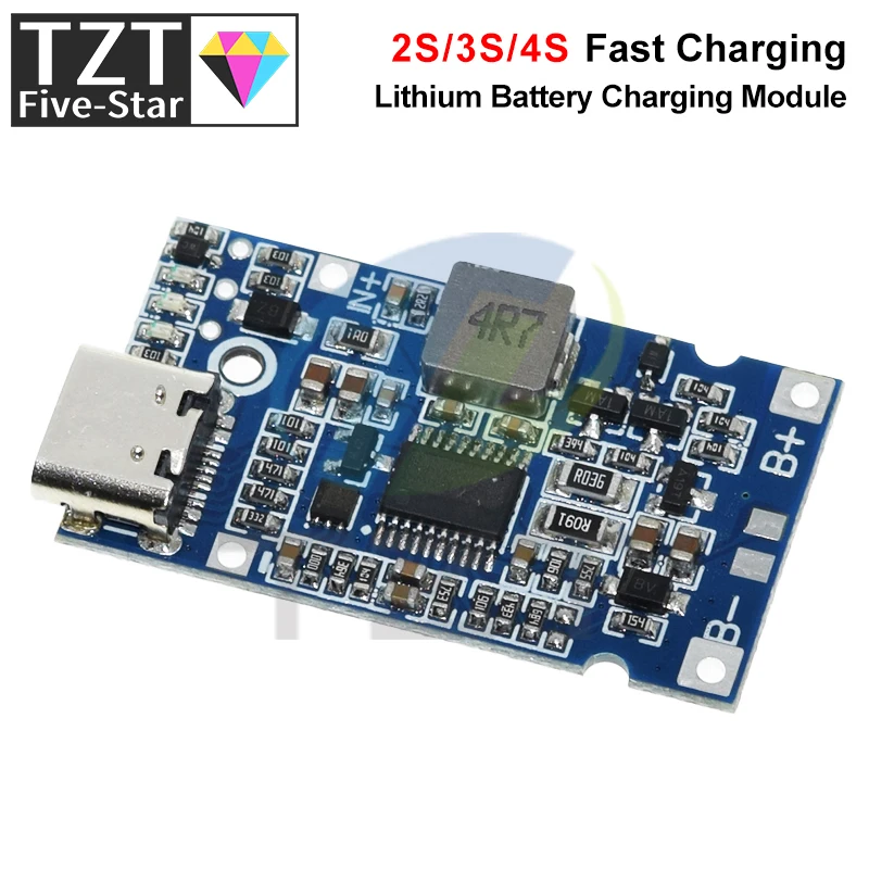 Type-C USB 2S 3S 4S BMS 4.5V-15V 18W 2A Lithium Battery Charging Module ...