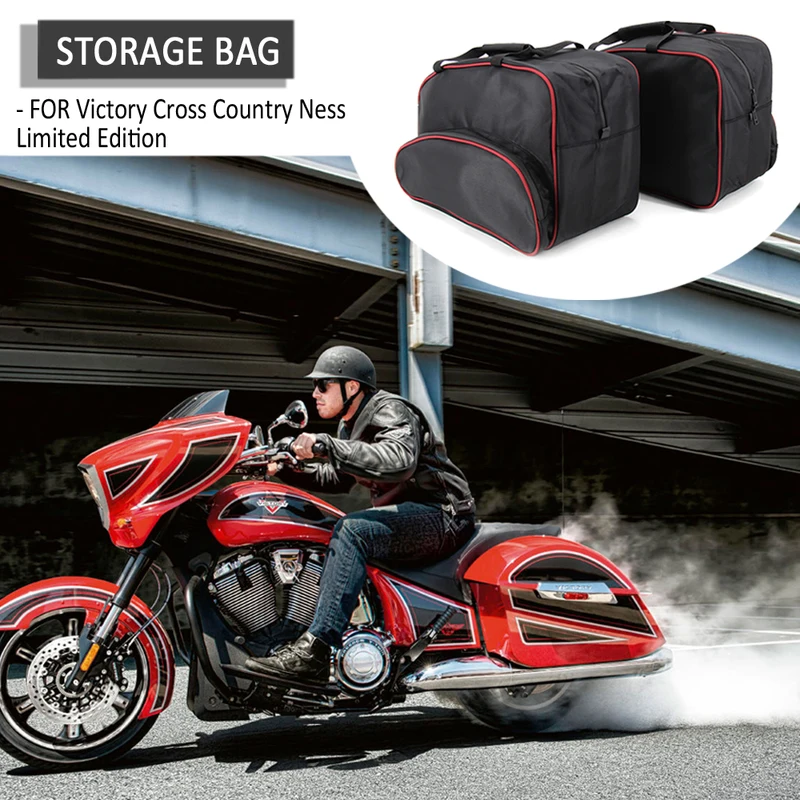 Motorcycle-Storage-Luggage-Bags-Side-Black-Liners-With-Red-Piping ...