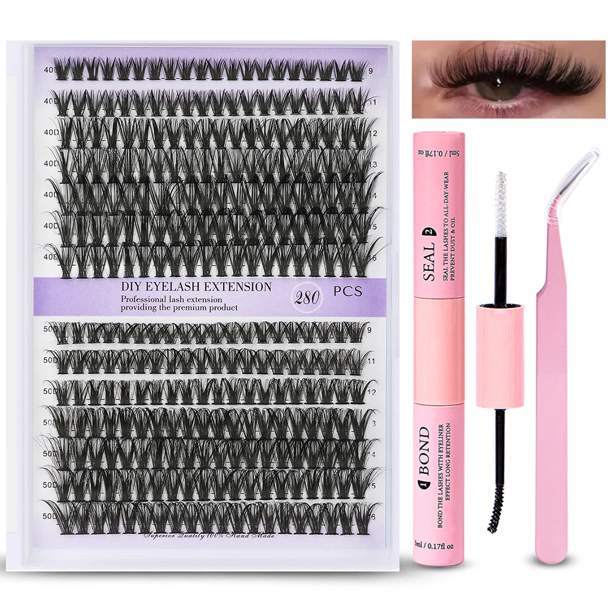 DIY-Eyelash-Set-280pcs-Individual-Lashes-Cluster-D-Curl-9-16mm-Mix-Lash ...