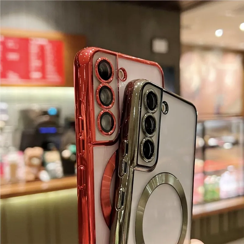 Luxury Magnetic Plating Clear Case Cover for A35 (Silver)