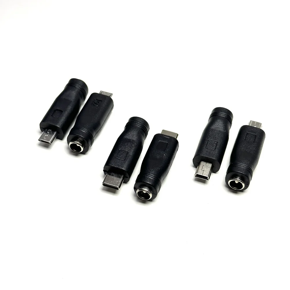 Micro USB /Type C / MINI USB Male to 5.5 x 2.1 mm DC Female Plug Power ...