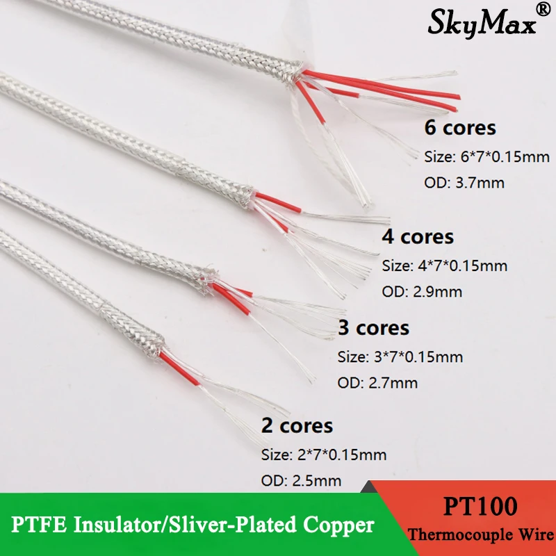 PT100-Compensation-Wire-2-3-4-6-Cores-PTFE-Insulator-Silver-Plated ...