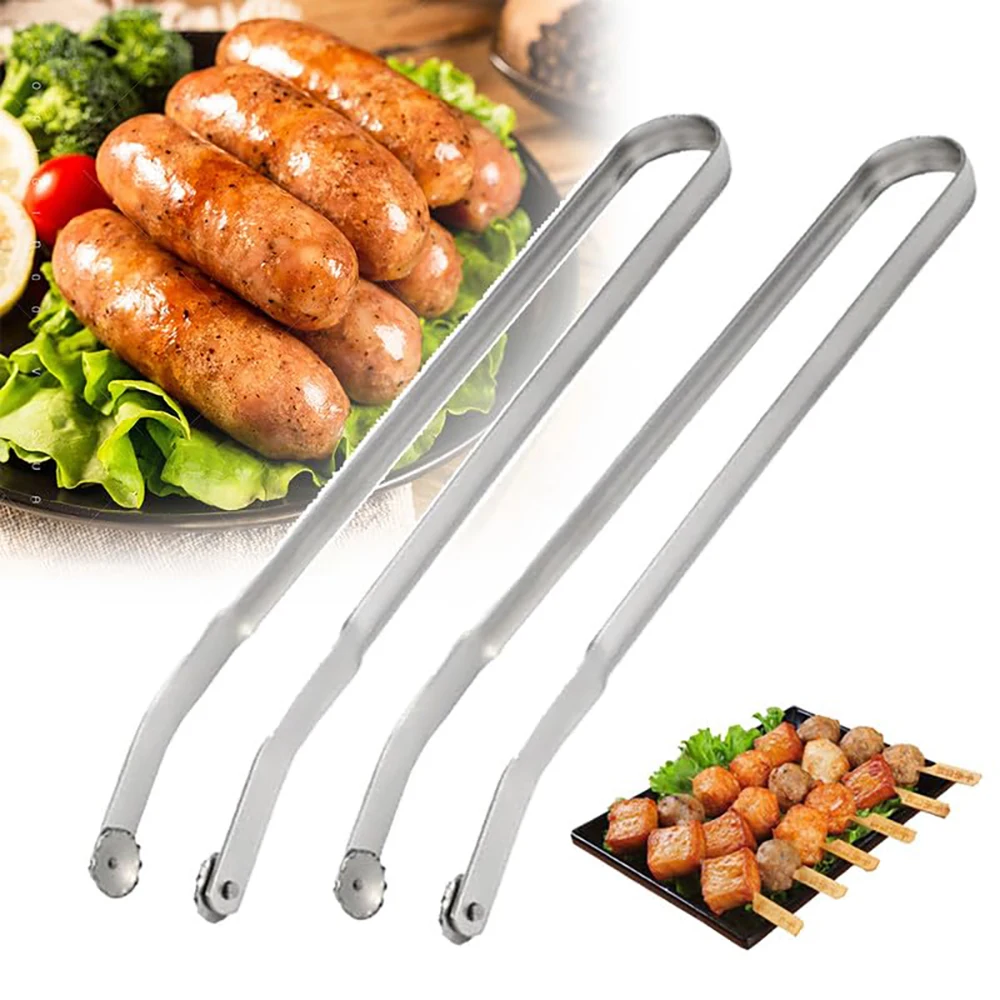 Sausage-Turning-Tongs-BBQ-Stainless-Steel-BBQ-Tongs-Long-Handle-Grill ...