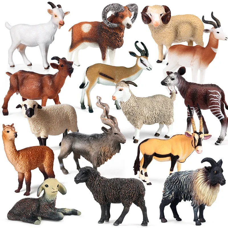 Simulation Realistic Farm Animals Sheep Goat Cub Models Figurines ...