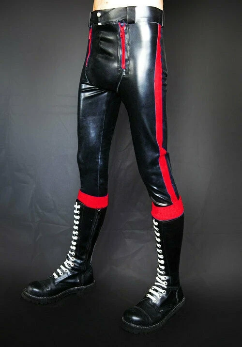 New-Latex-Pants-100-Rubber-Trouser-Red-Black-Button-Woman-Cosplay-XS ...