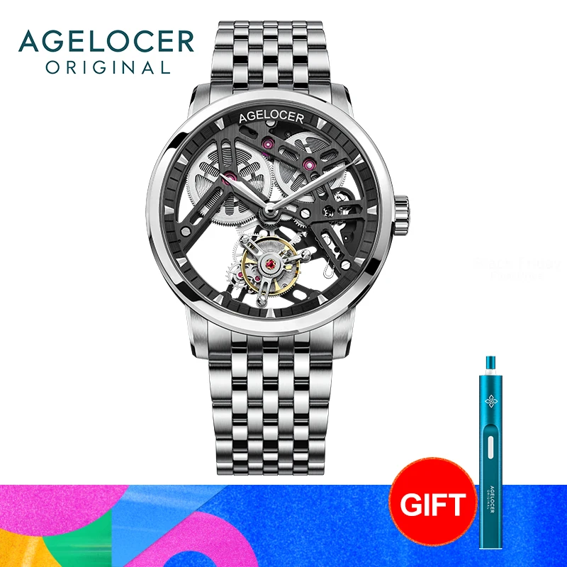 AGELOCER-Original-Tourbillon-Watch-Steel-Strap-Men-Business-Formal ...