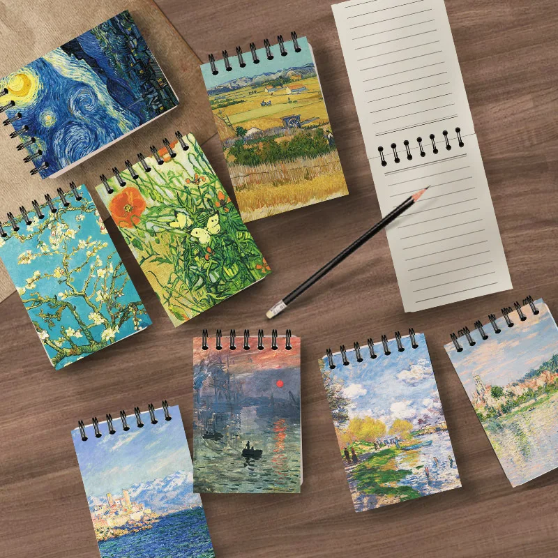 Pocket Notebook Famous Painting Van Gogh Monet Horizontal Line Coil ...