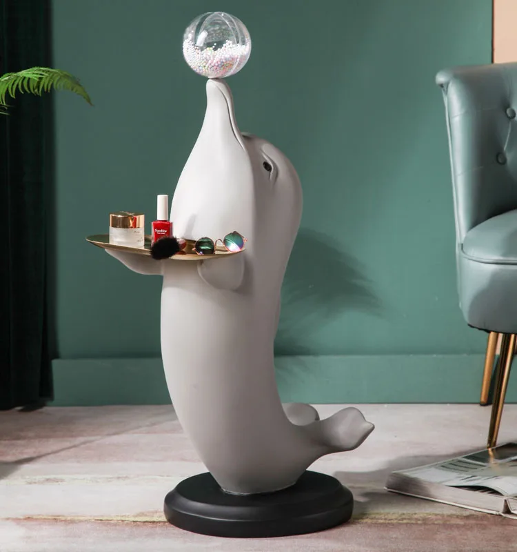 Cute Dolphin Sofa Side Table Cartoon Small Coffee Table Creative Shelv ...