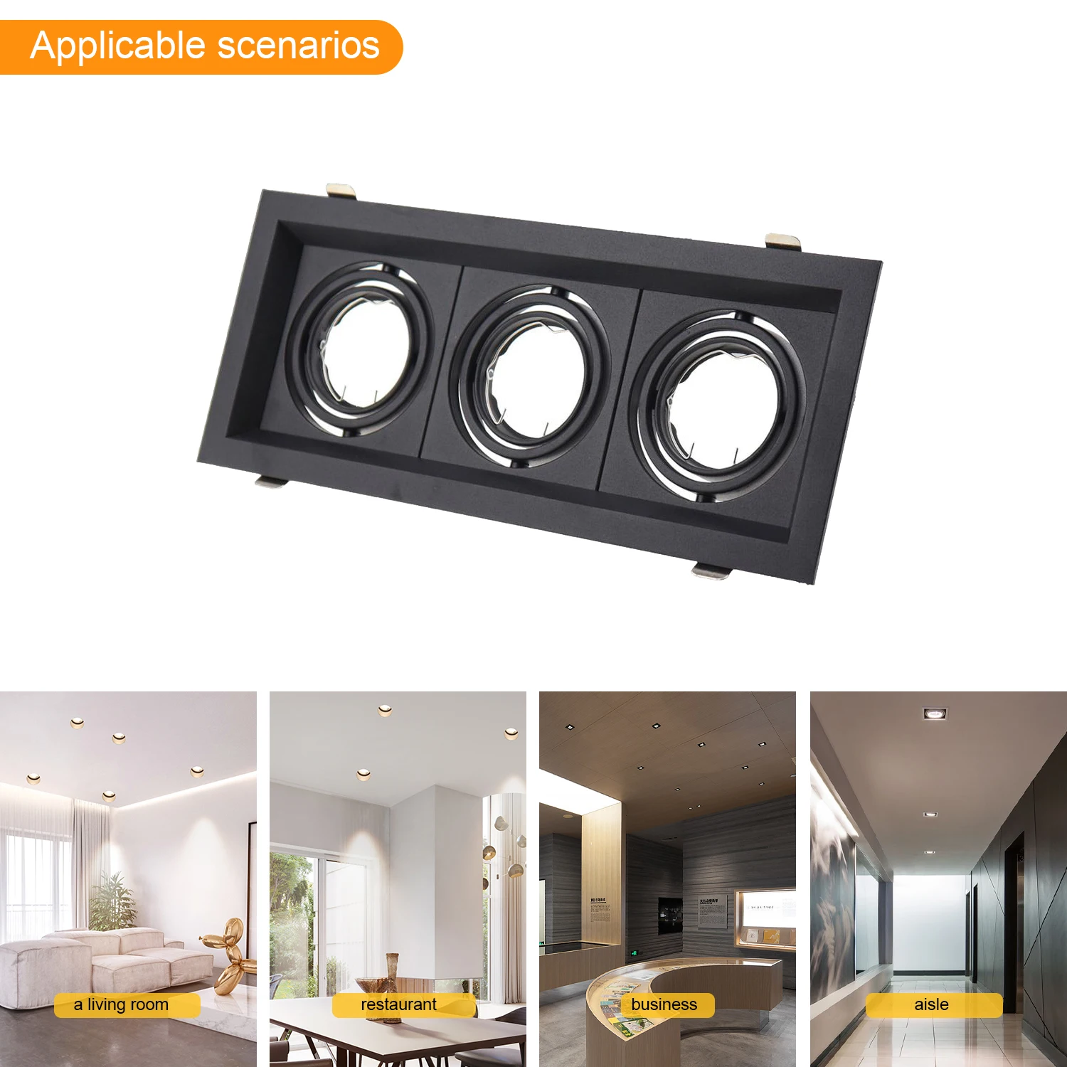 Square Double Ring Led Ceiling Downlights Recessed Adjustable Bulb ...