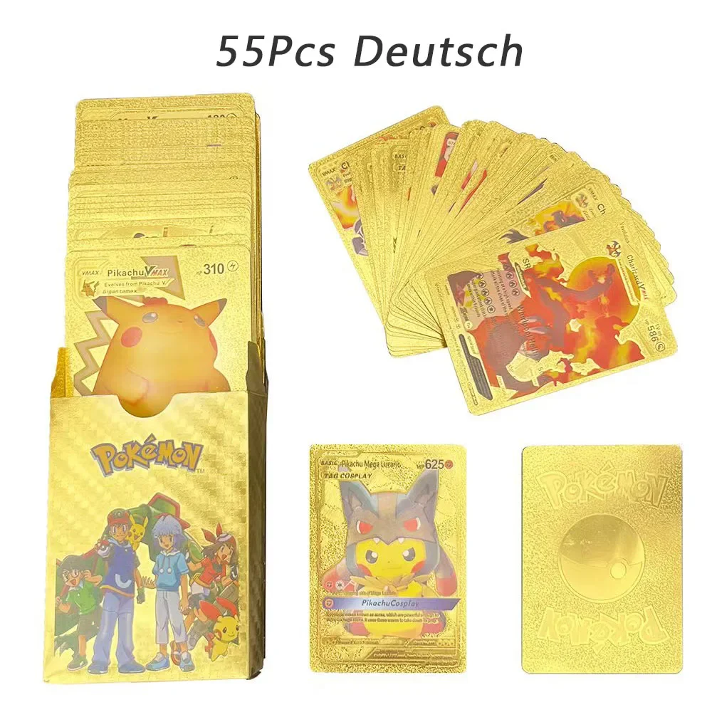 27-110Pcs Cards German French English Spanish Vmax GX Pikachu Diamond ...