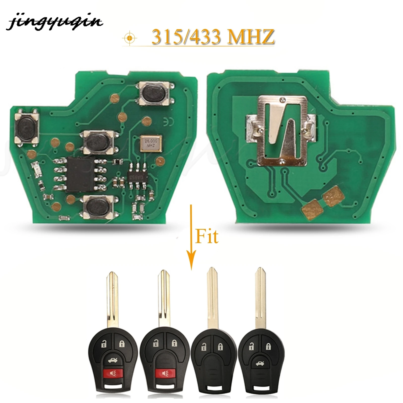 jingyuqin-4-Buttons-Remote-Car-Key-Circuit-Board-Fob-315-433MHZ ...