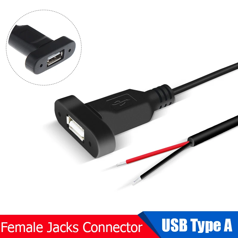 Black-USB-Type-A-Power-Port-Female-Jacks-Connector-DIY-Charging-Socket ...