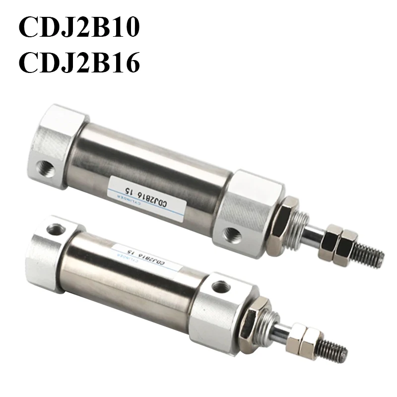 Pneumatic Air Cylinder Stainless Steel CDJ2B10 CDJ2B16 Mini Double Acting Single Rod Bore 10mm ...