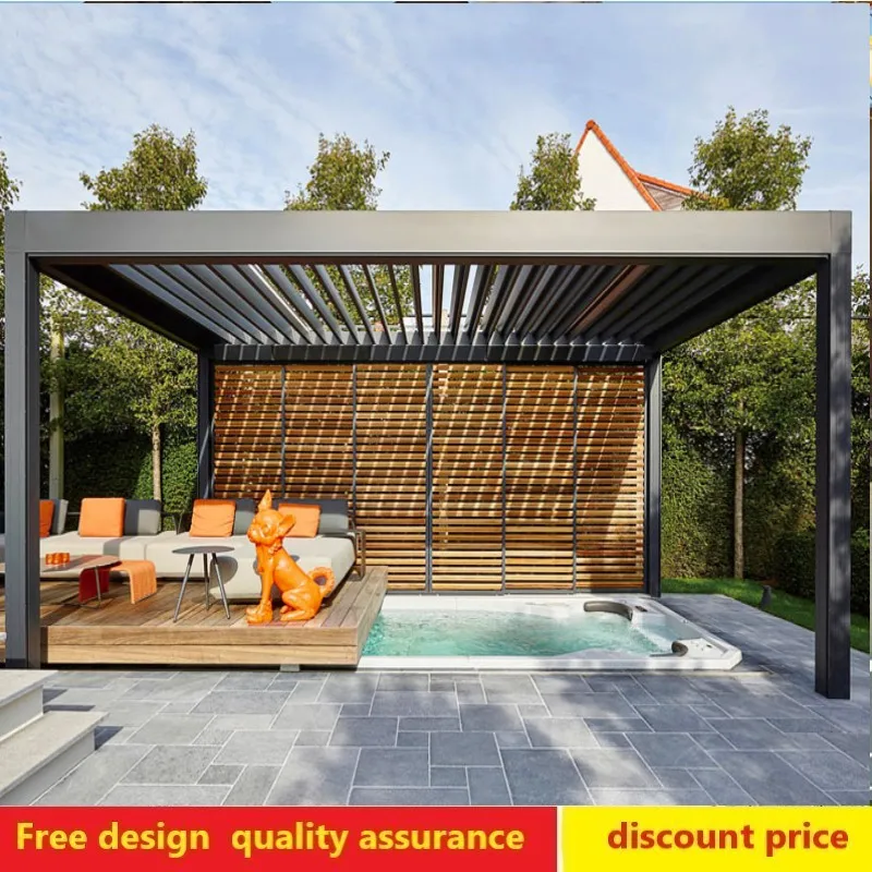 Outdoor-gazebo-electric-aluminum-alloy-flip-awning-villa-garden-terrace ...