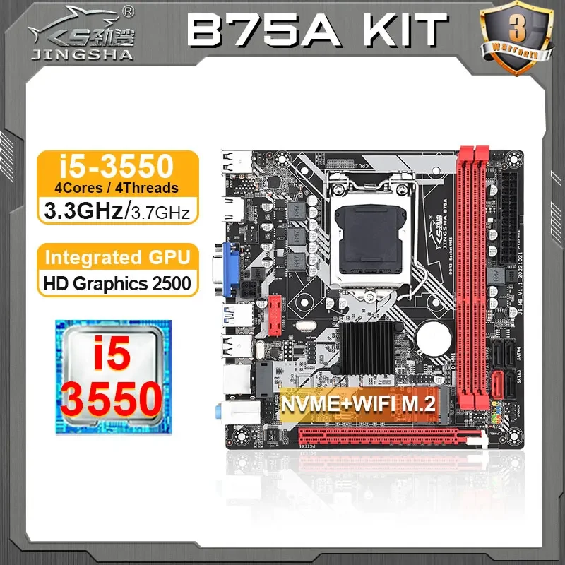 JINGSHA-placa-base-B75-ITX-Combo-de-RAM-de-CPU-con-Core-i5-3550-placa ...
