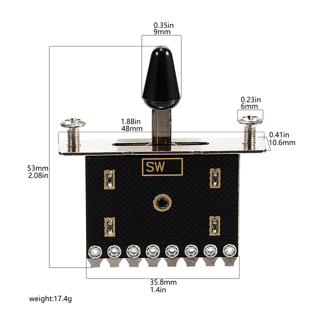 Electric Guitar 5-Way Switch - Pickup Selector Switch with Black Knob ...