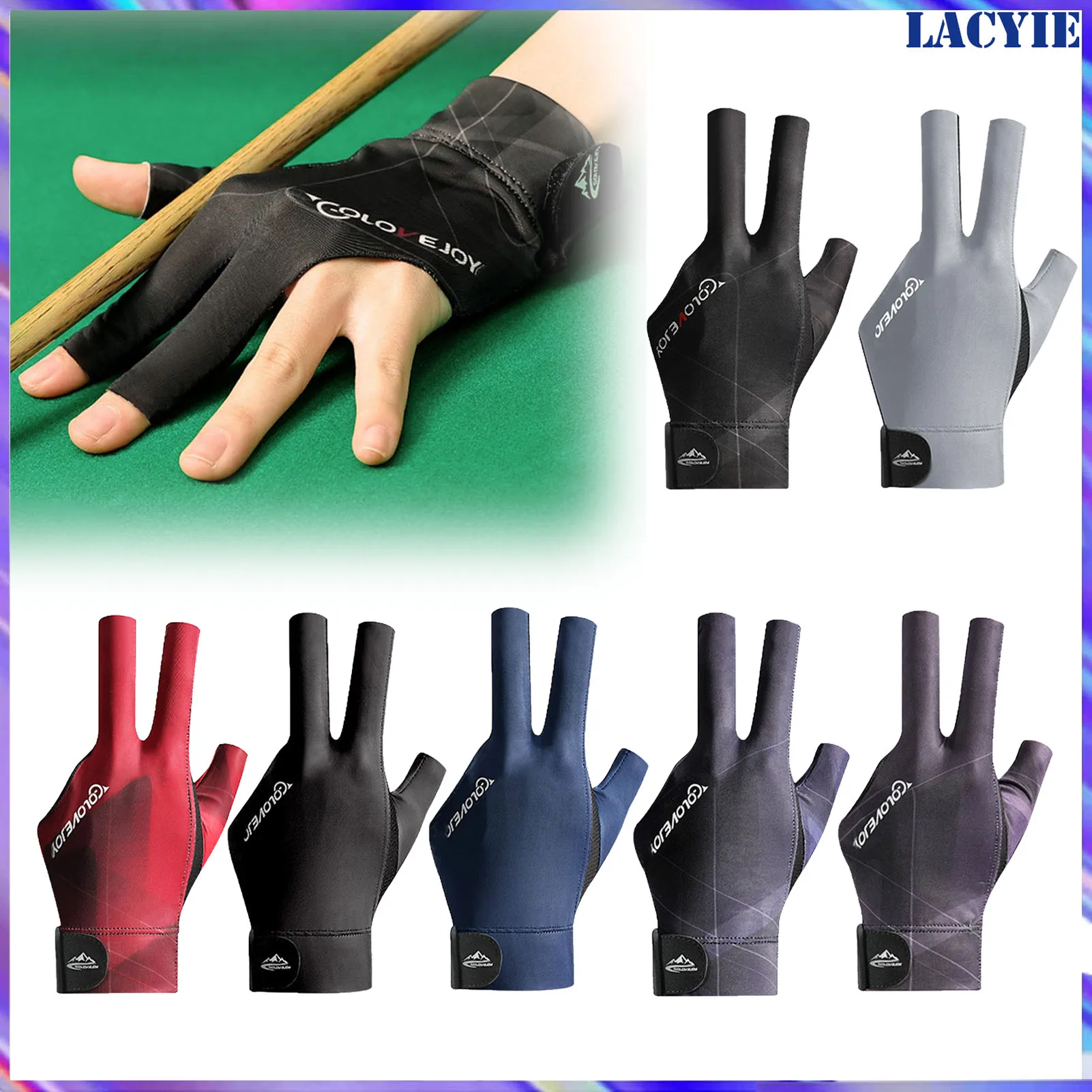 Elastic Snooker Billiard Gloves Left Hand Breathable 3 Fingers Snooker ...