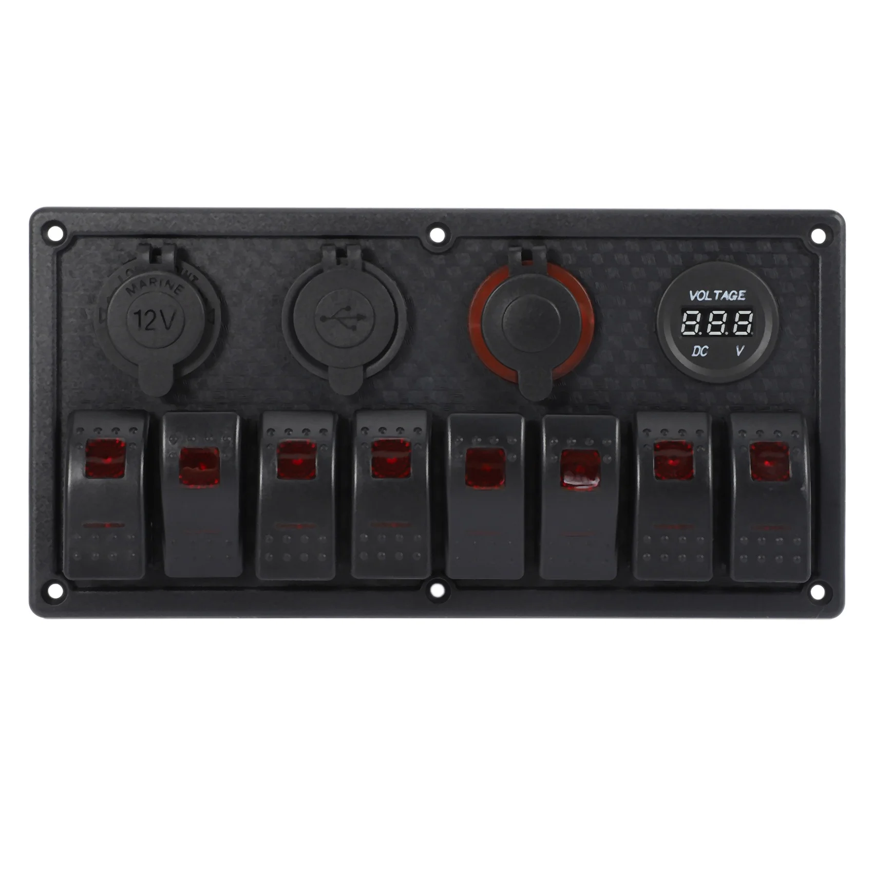 8-Gang-Rocker-Switch-Panel-Circuit-Breaker-Overload-Protected-Voltmeter ...
