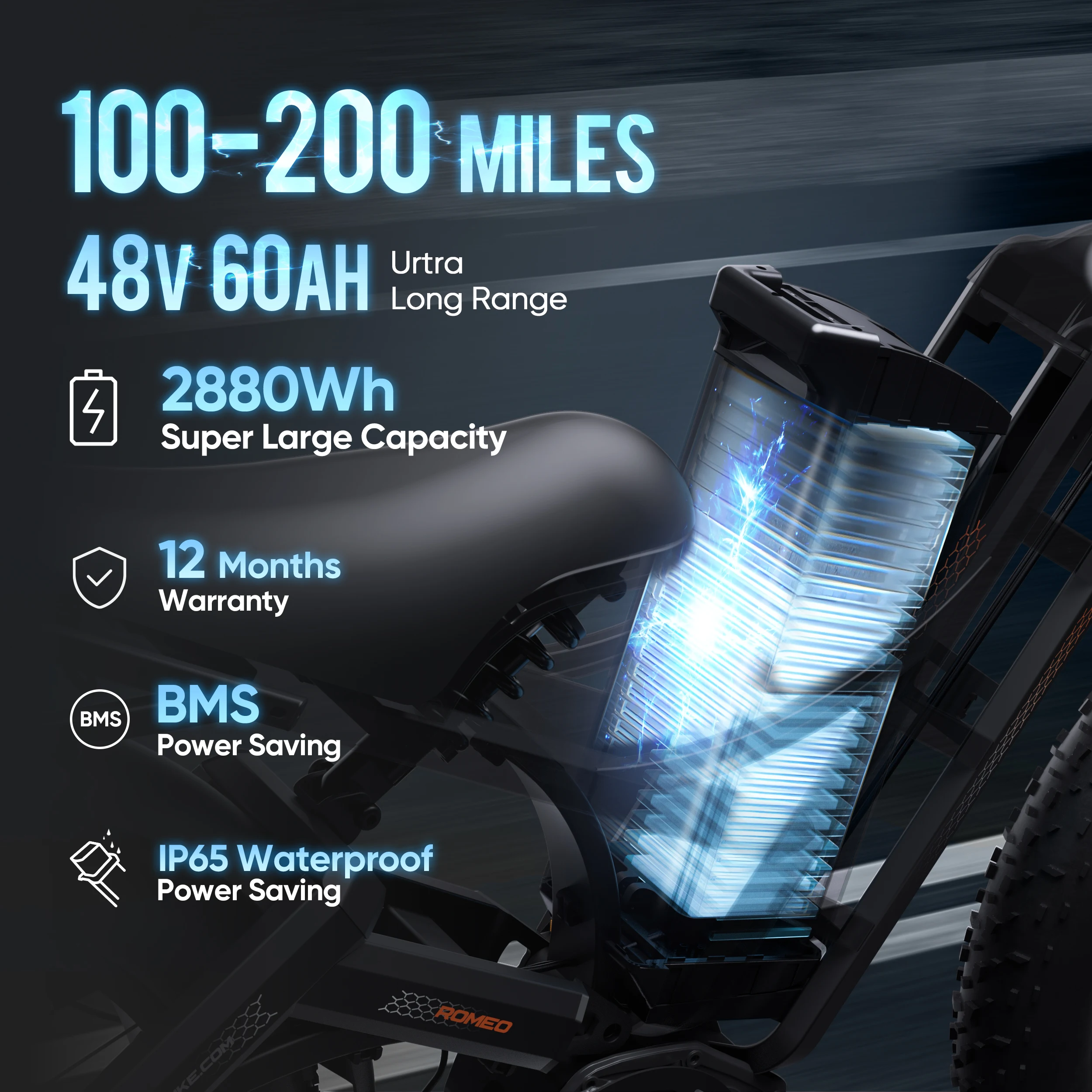 Electric Bike 1200W Motor 60AH Battery All-terrain E-bike Adult Off-road Motorcycle Hydraulic ...